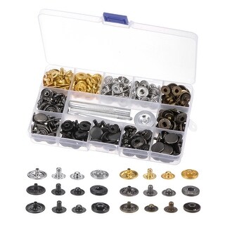 90 Sets Snap Fasteners Kit 15mm with 3 Setter Tools & Storage Box for ...