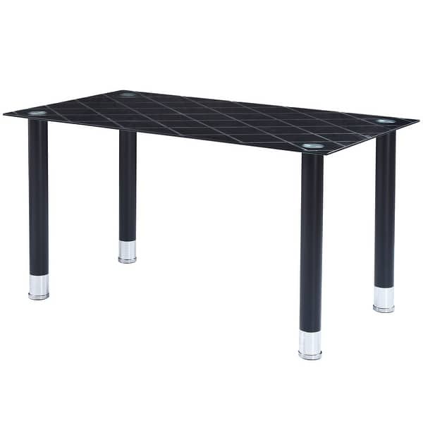 Titanic Furniture Mika Black Tempered Glass Top Table with Black Legs ...
