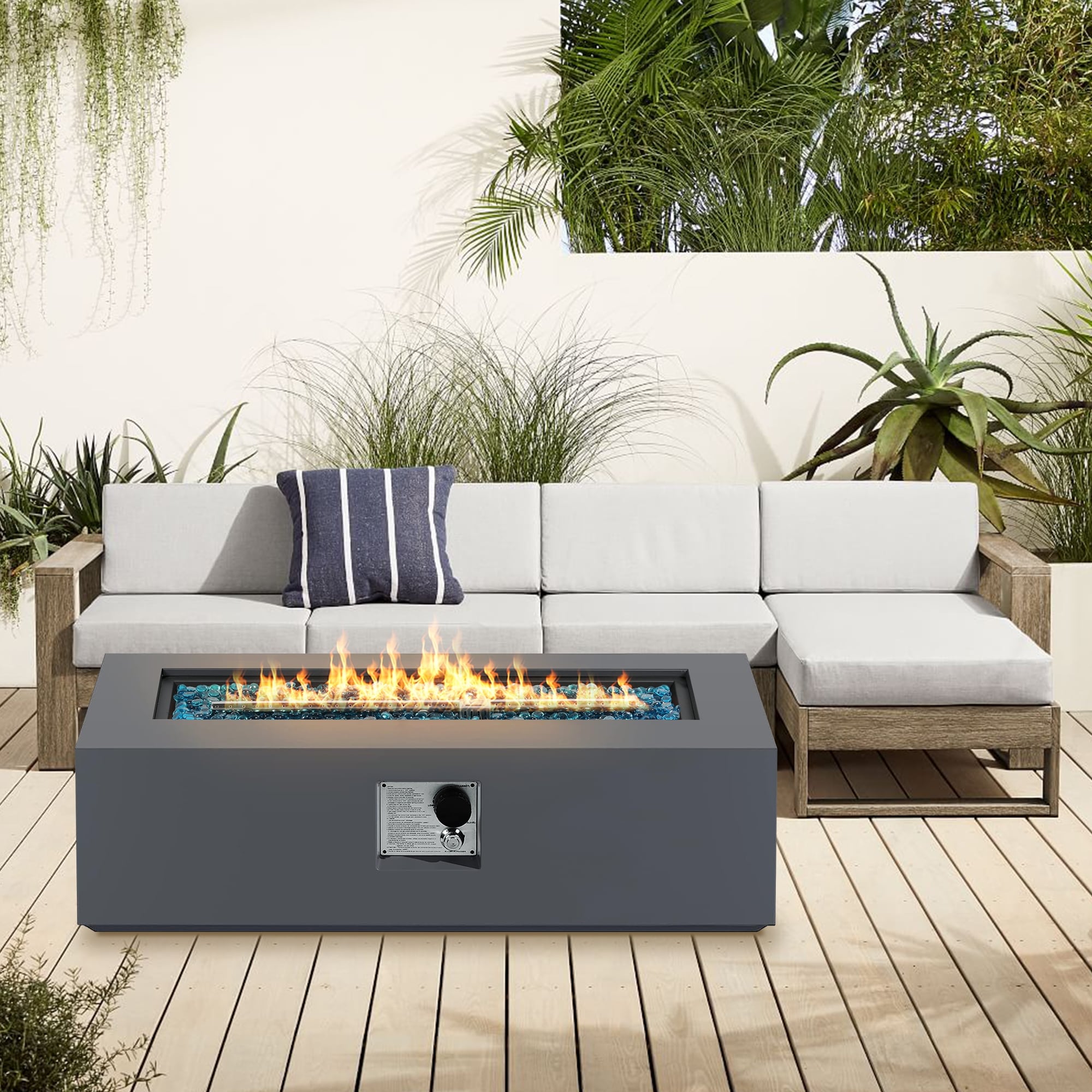 AVAWING 50,000 BTU 56" Rectangle Patio Propane Fire Pit Table - On Sale ...