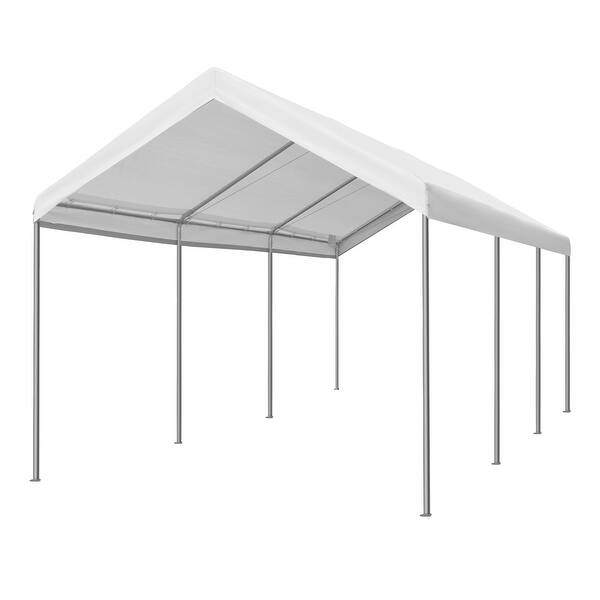 Outsunny 20' L x 10' W Heavy Duty Outdoor Carport Awning/Canopy with ...