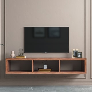 Brown Floating TV Shelf Wall Mounted Floating TV Stand Unit Media ...