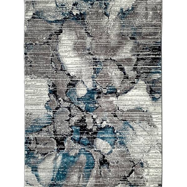 RugBerry Forenhight Cream Navy Blue Faded Splatter Area Rug - Bed Bath ...