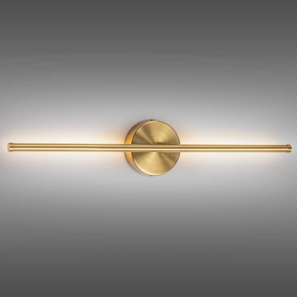 1-Light Black/ Gold Modern Linear Wall Sconce Dimmable LED Bathroom ...