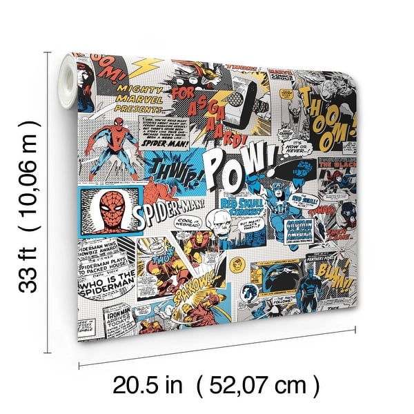 Marvel Comics Pow! Black & Blue Wallpaper - Bed Bath & Beyond - 39952609