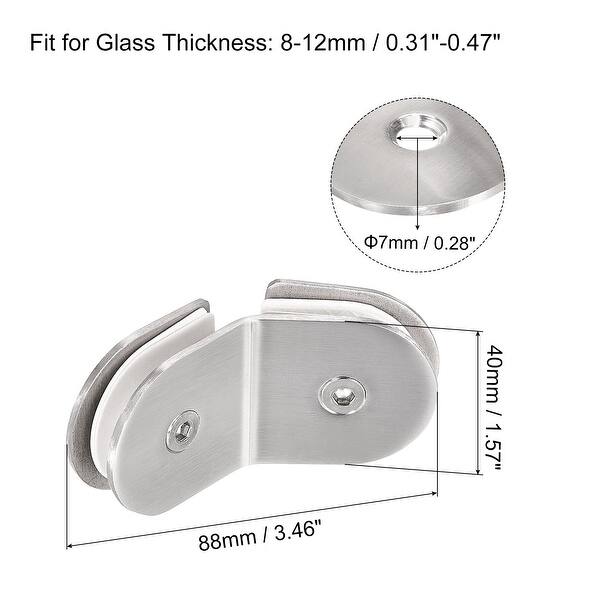 Round Glass Clamp, Adjustable 8-12mm Thick 135 Degree Double Side Clip ...
