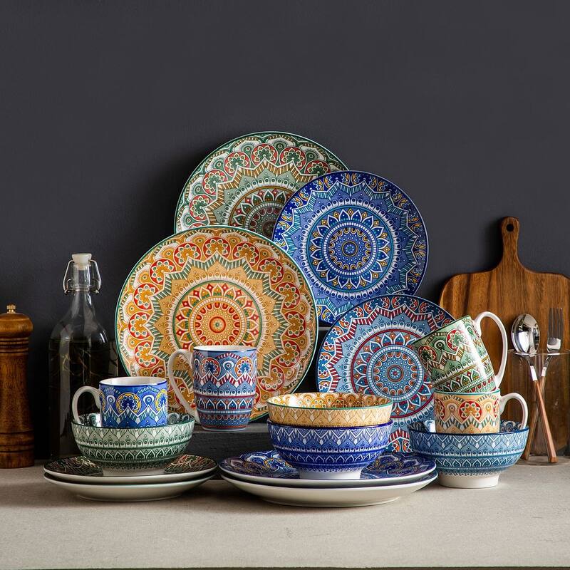 vancasso Mandala Bohemian Porcelain Dinnerware Set (Service for 4 ...