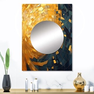 Designart "Gold And Black Cubist Visions VI" Cubism Mirror Gold ...
