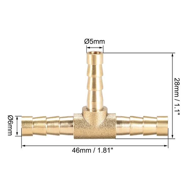 6x5x6mm Hose Reducer Barb Fitting Tee T-Shaped 3 Way Barbed 3pcs - Gold ...