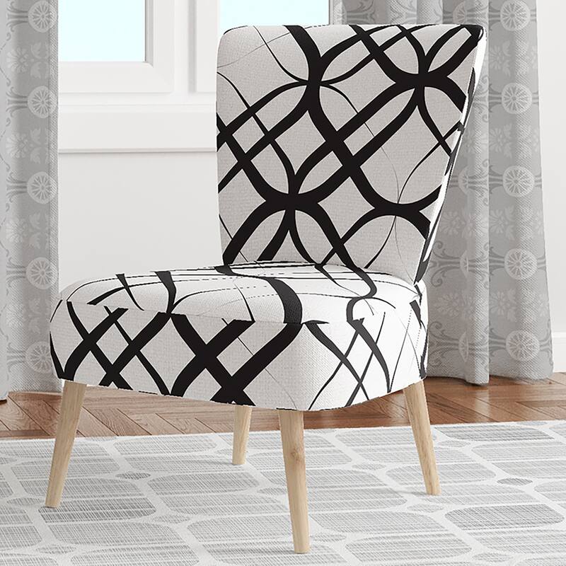 Designart 'Monochrome Geometric Pattern III' Upholstered Mid-Century ...