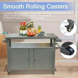 Outdoor Kitchen Island Grill Carts Freestanding Grill Storage Cabinet ...