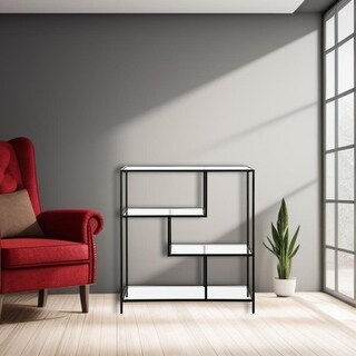 HomeRoots 40" Black Metal And Glass Four Tier Etagere Bookcase - Bed ...