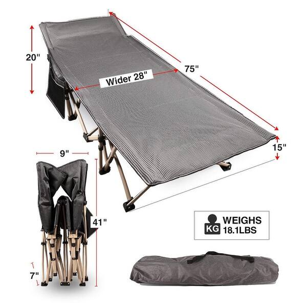 75"x28" Folding Heavy Duty Portable Camping Cot with Carry Bag - Bed ...