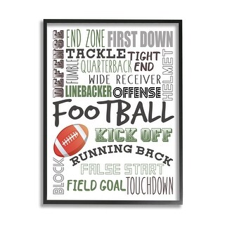 Stupell Football Team Game Terms Kids' Sports Typography Framed Wall ...