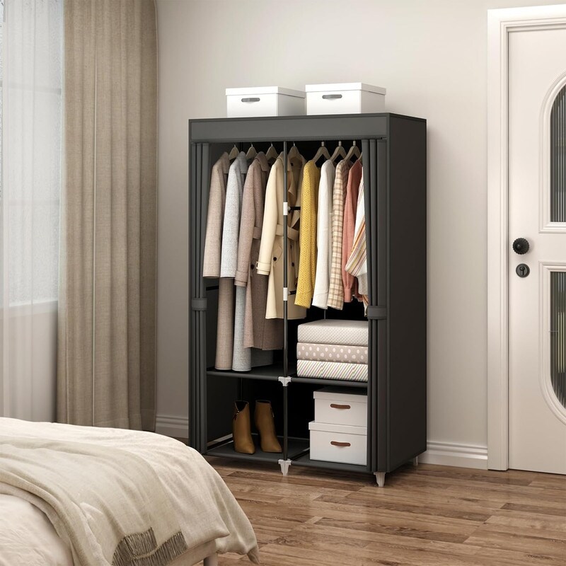 35 inch Portable Wardrobe Closet for Small Room Black N A