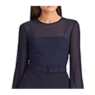 Ralph Lauren Women's Corbin Ruffled Belted Shift Dress Blue Size 6 ...