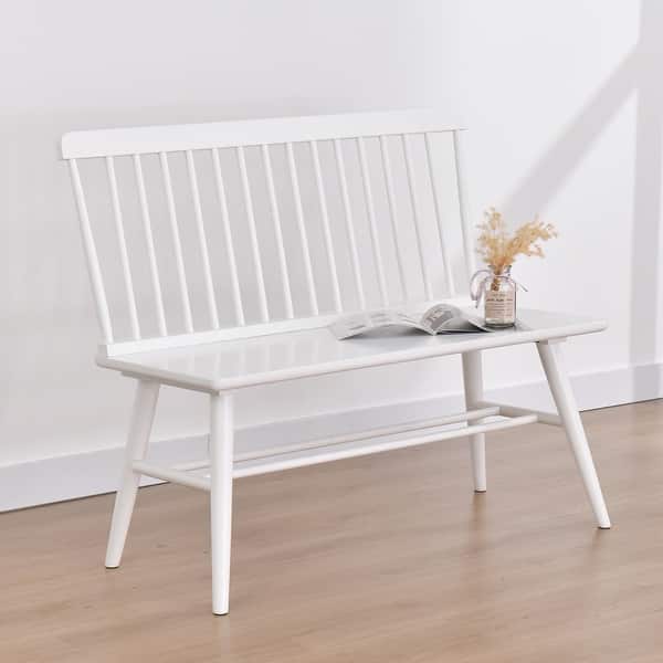 Entryway Solid Wood Dining Bench with Spindle Back - On Sale - Bed Bath ...