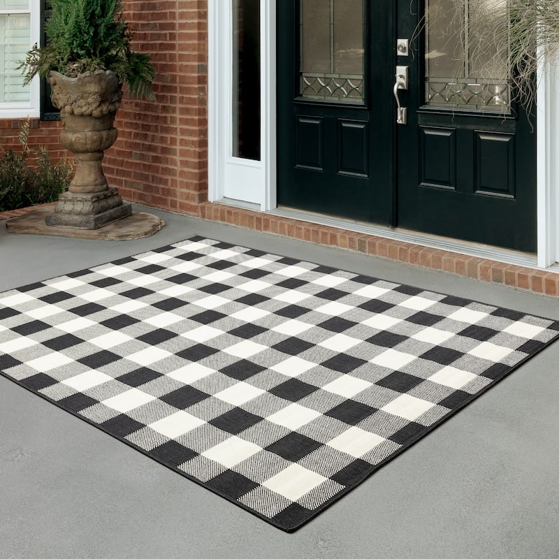 Style Haven Gingham Check Indoor/Outdoor Area Rug.. - On Sale ...