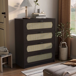DH BASIC Tropical Espresso Faux Rattan Webbed 4-Drawer Mini Chest by ...