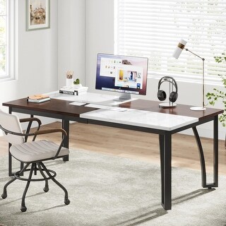 62.9 Inch Computer Desk, Large Office Executive Desk with Metal Legs ...
