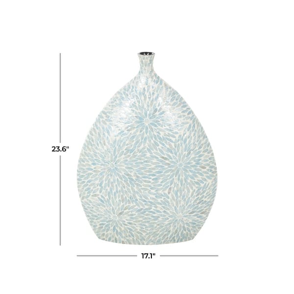 Light Blue Mother of Pearl Shell Handmade Large Mosaic Floral ...