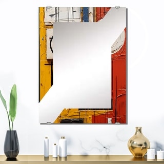 Designart "Yellow And Red Robot Cubic Uprising" Science Fiction Mirror ...