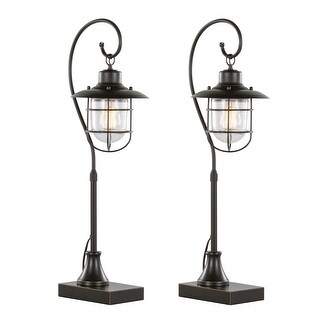 33" Contemporary Metal Task Lamp in Oil Rubbed Bronze with Clear Glass ...