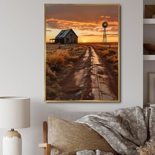Designart "Wind Turbines Coastal Harvest" Wind Turbines Framed Wall Art ...