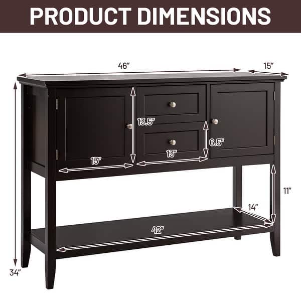 Modern Sideboard Table Wooden Buffet Table with Cabinets and Drawers ...
