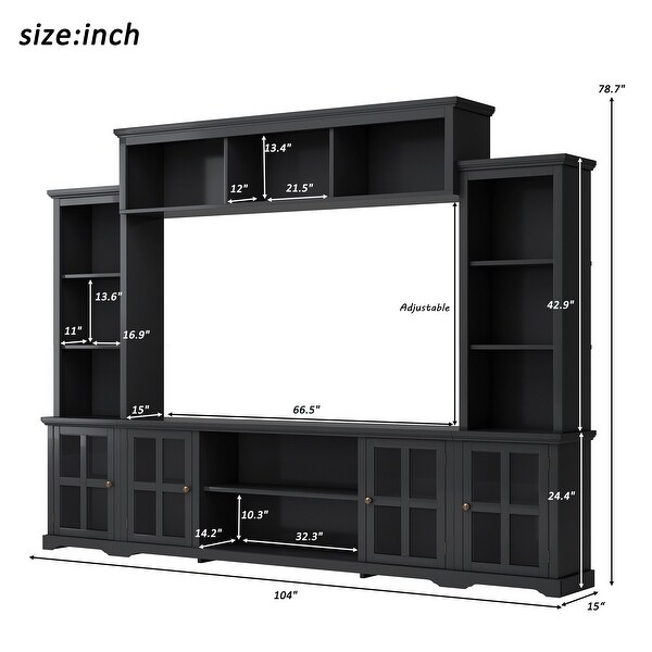 Entertainment Wall Unit with Bridge Tempered Glass Door and Top Cabinet Black 15 inches in width Bed Bath Beyond 38437165