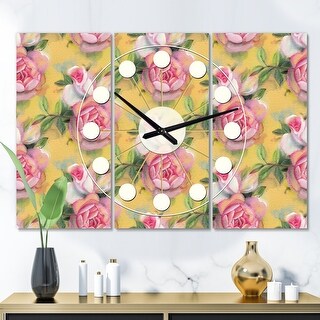 Designart 'Hand-drawn Pink Watercolor Roses.' Oversized Mid-Century ...