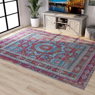 Furniture of America Qom Medallion Multi Color Rectangle Area Rug - Bed ...