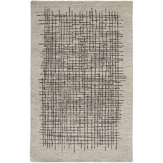 HomeRoots 5' X 8' Tan And Brown Wool Plaid Tufted Handmade Stain ...