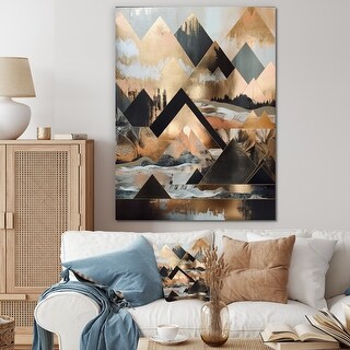 Designart "Black And Gold Geometric Horizons" City Geometric Canvas ...