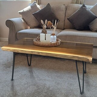 Greenage Rustic Rectangle Teak Wood Table With Black Metal Legs - 39.5 ...