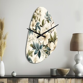 Vintage Flora - Plants Wall Clock in Asymmetrical Fall Shape - Bohemian ...