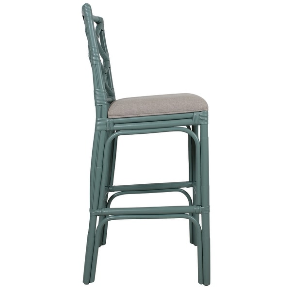 Natural Rattan Handmade Cushioned Bar Stool by East at Main On Sale Bed Bath Beyond 26040326