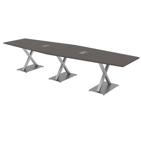 10' Modular Boat Shaped Conference Table With X Bases Power And Data ...