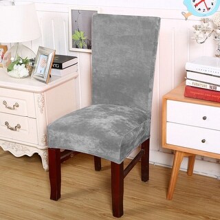6pcs Velvet Chair Covers for Dining Room Slipcover Gray - 45" x 60 ...