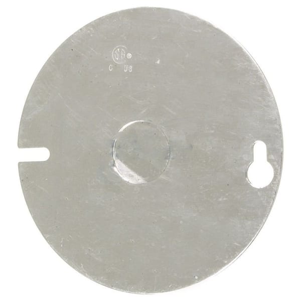 4 in. Round Galvanized Steel Octagon Box cover in Galvanized Steel ...