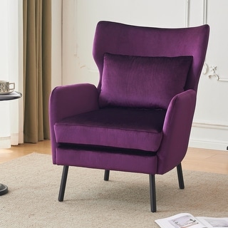 PUrple 32" Velvet Wing Back Accent Chair with Pillow - Bed Bath ...