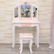 Princess Makeup Table for Kids - Vanity Set with Mirror, Stool, Tri ...