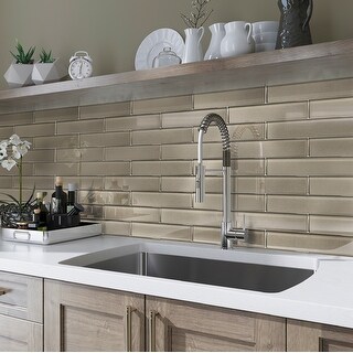 Apollo Tile 40 Pack 3-in x 6-in Abalone Gray Rectangular Subway Glossy ...