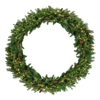 Dakota Red Pine Artificial Christmas Wreath 5-Foot Warm White LED - Bed ...