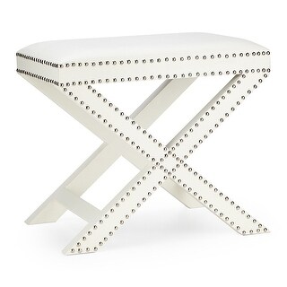 21.75" White Stunning Nightingale Stool with Metallic Circular Beads ...