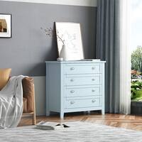 Modern Blue-gray Storage Solid Wood Drawer Dresser Side Cabinet - Bed ...
