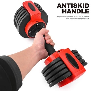 Adjustable Dumbbell, 25 lb Single Dumbbell with Anti-Slip Handle and ...