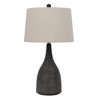 27 Inch Table Lamp Set of 2, Ceramic Base, Hardback Fabric Shade, Ivory ...