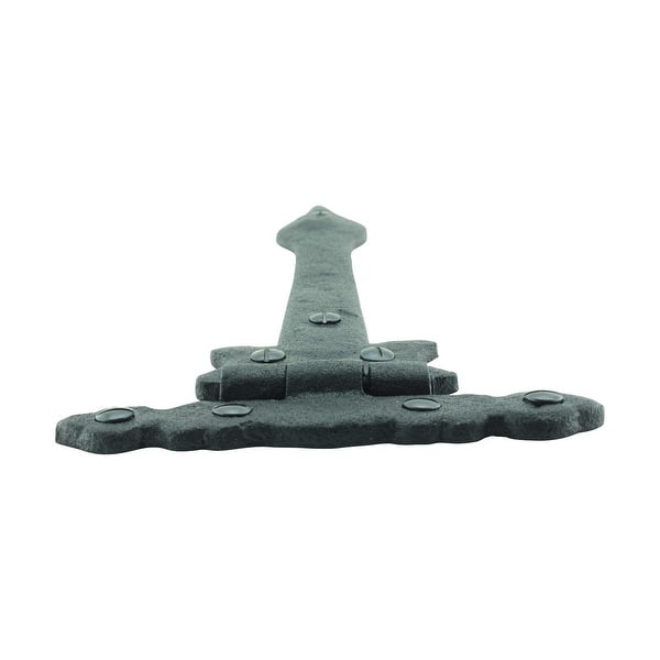 Black Wrought Iron Door Strap Hinge 9" L Colonial Spear Tip Flush Mount ...