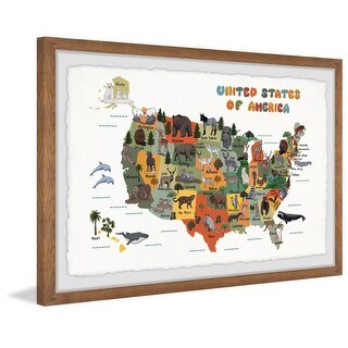 'Colorful US Animals Map II' Framed Painting Print - Bed Bath & Beyond ...