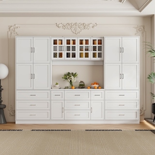 Large White Painted MDF Bookcase Cabinet with Shelves and Drawers for ...